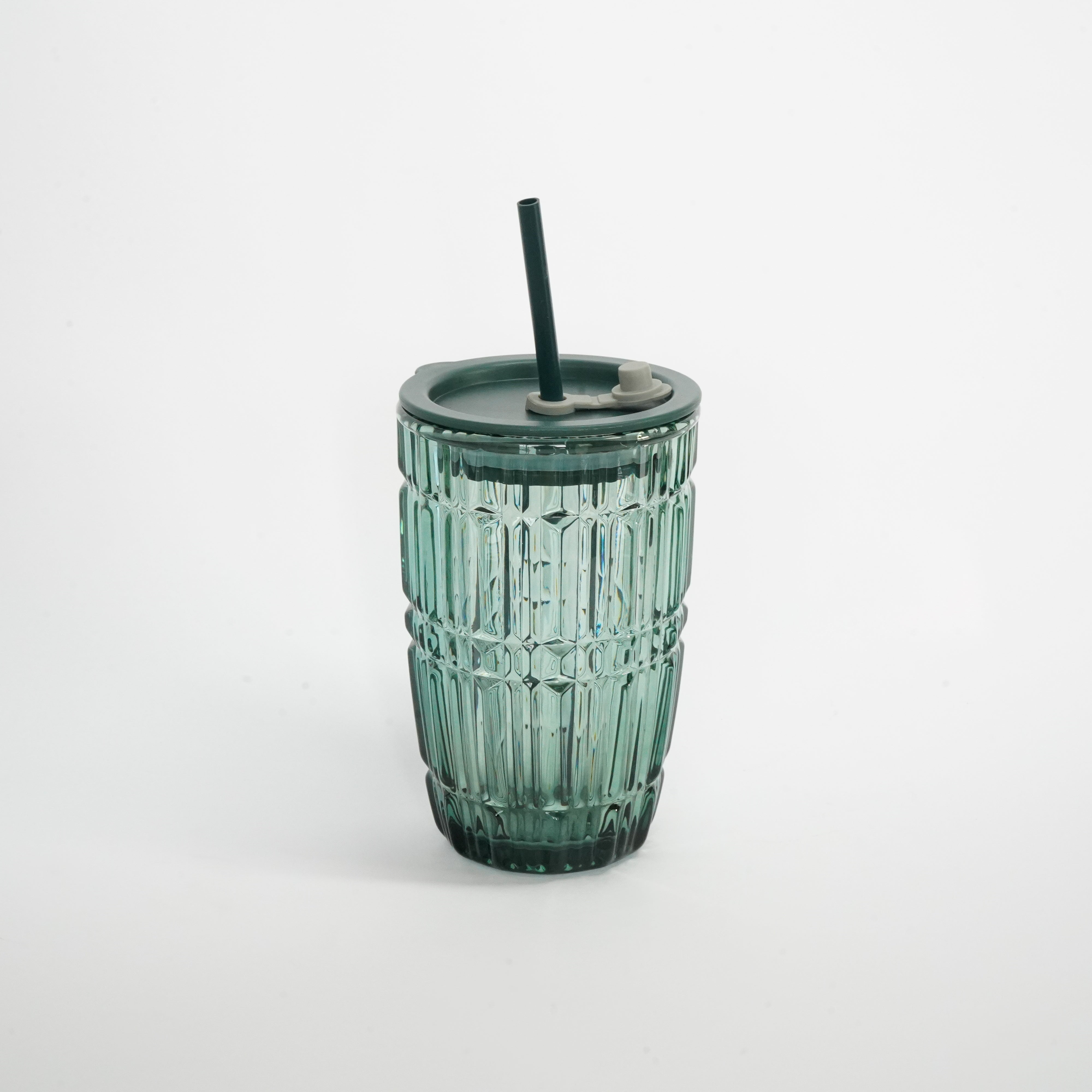 Green Fluted Glass Sipper | Includes Reusable Straw – RCasa SLS Retail ...